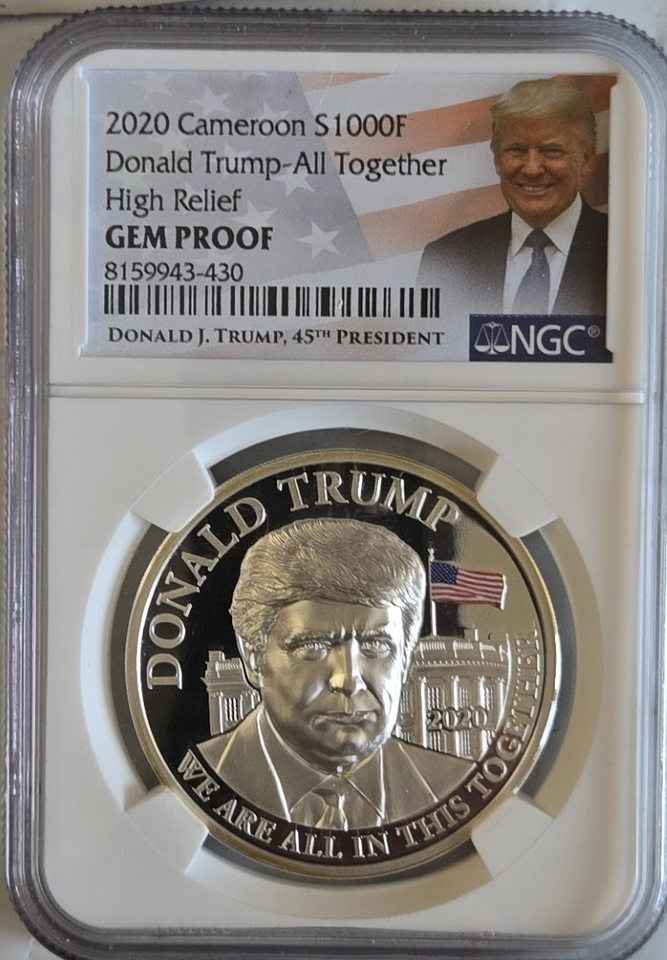 2020 Cameroon Donald Trump Silver High Relief Coins Gem Proof NGC TRUMP ...