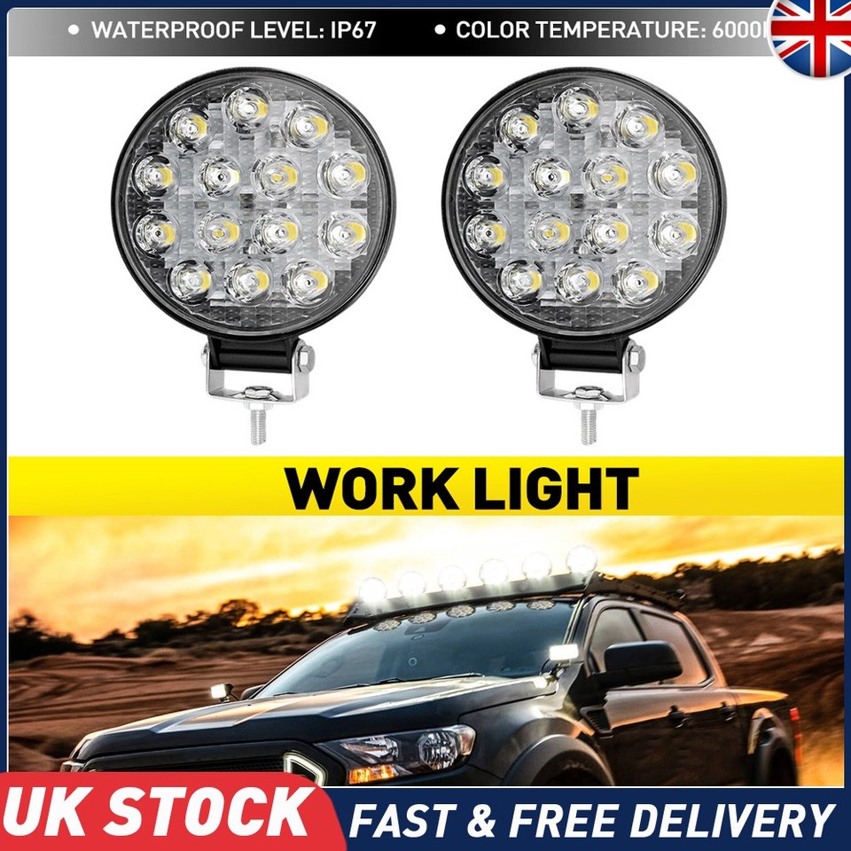 12V 24V LED Round Work Light Bar Spot Lights Driving Lamp Offroad Car ...