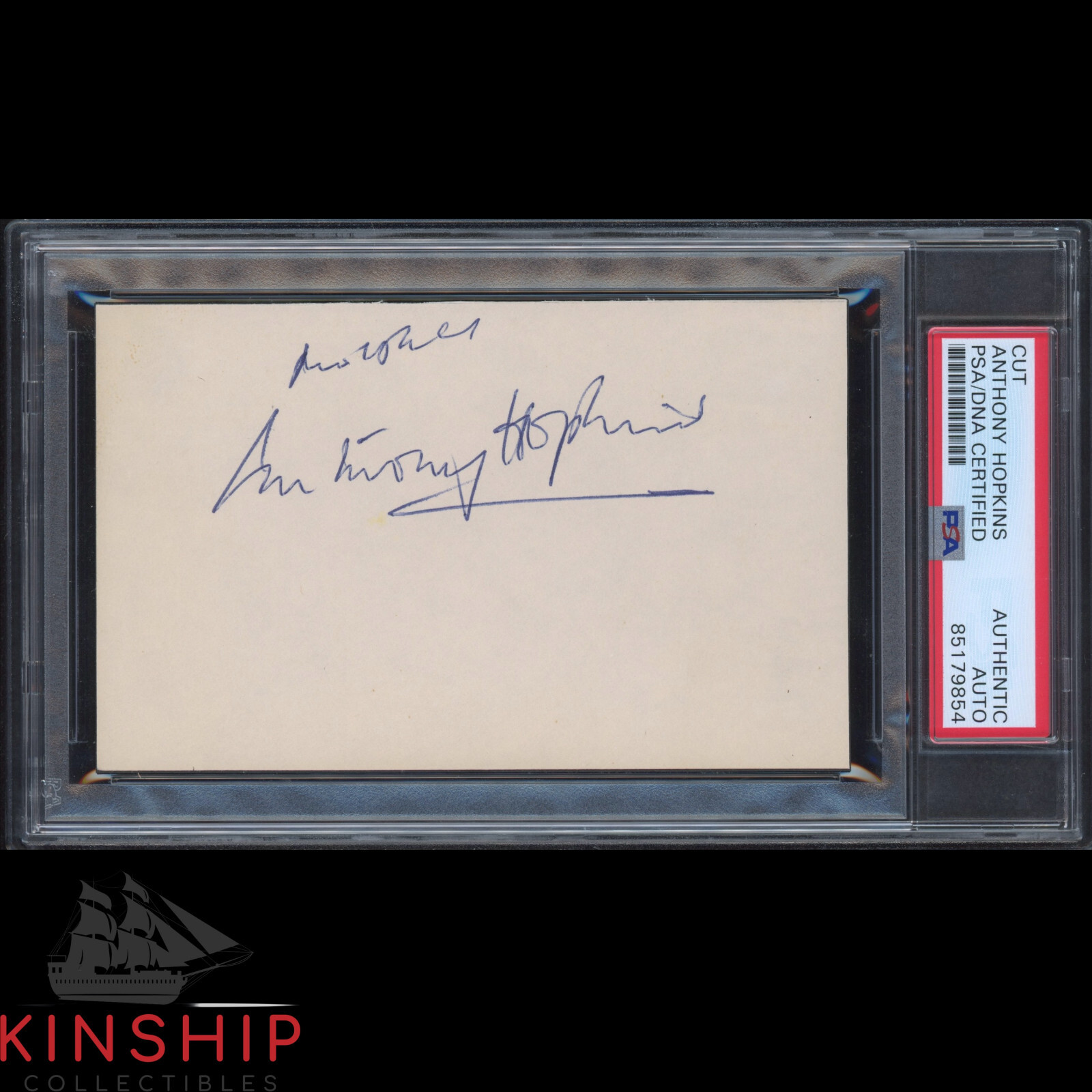 Anthony Hopkins signed 3x5 Cut PSA DNA Slabbed Inscribed Vintage Auto ...