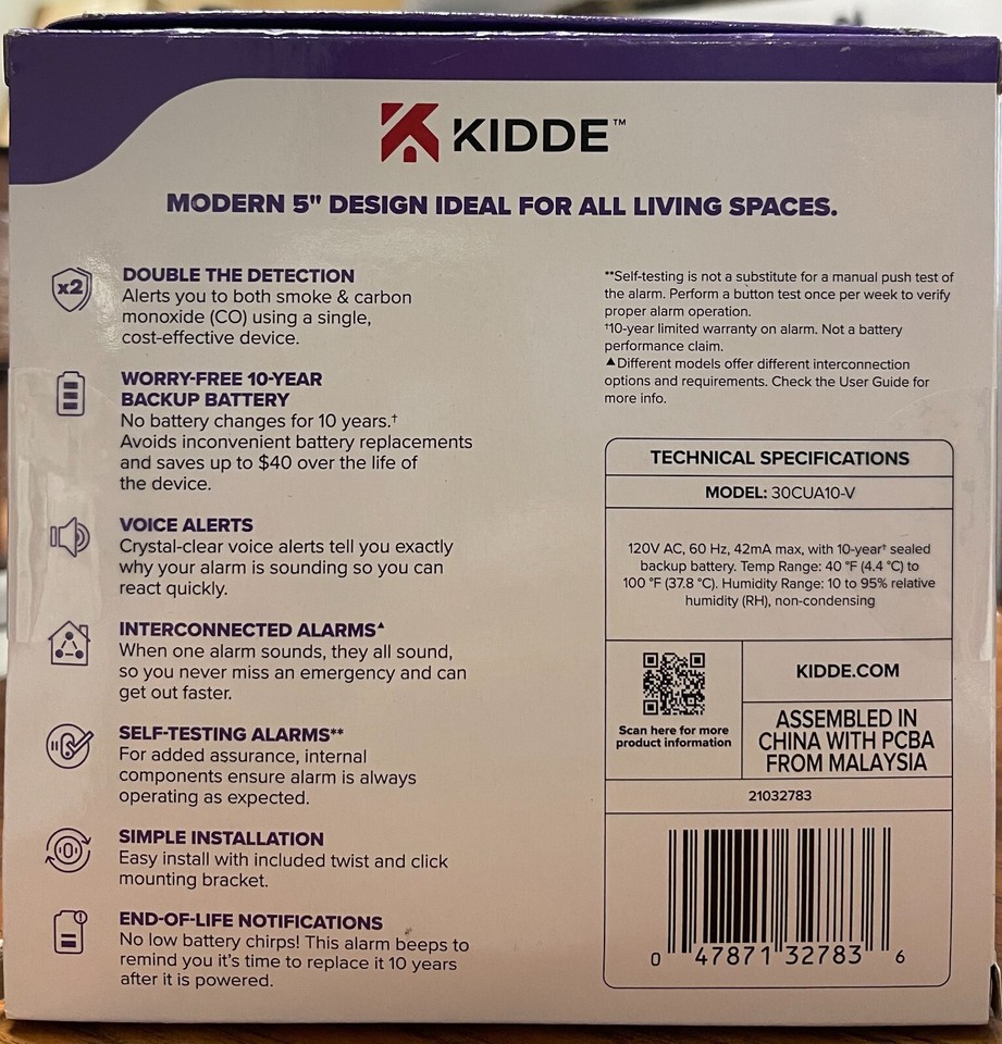 kidde detect smoke and carbon monoxide alarm model:30CUA10-V | eBay