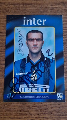 GIUSEPPE BERGOMI- INTER MILAN Official Card Signed Signée-ITALIA INTER ...