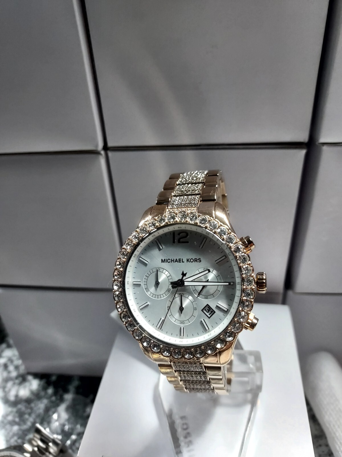 Michael Kors MK6791 Crystal Layton Stainless Steel Rosegold Ladies ...