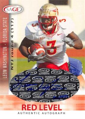 Leon Washington autographed Football Card (FSU) 2006 SAGE Red Level ...