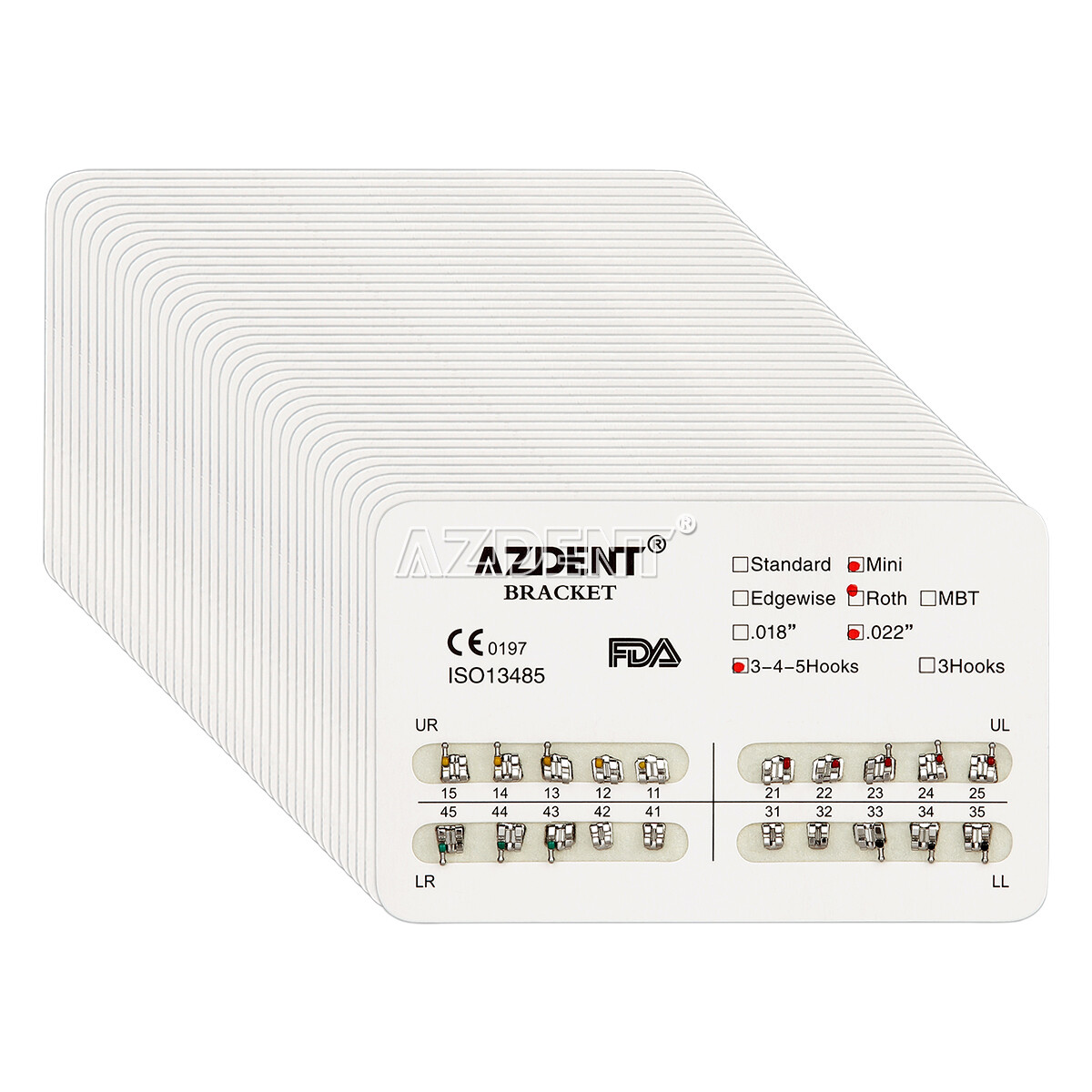 10 Packs AZDENT Dental Orthodontic Metal Brackets Braces Mini Roth.022 ...