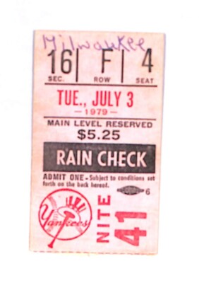 JULY 3, 1979 MILWAUKEE BREWERS @ NEW YORK YANKEES TICKET STUB | eBay