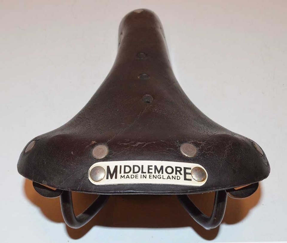 Vintage Middlemore Bicycle Saddle Leather With Rivets Made In