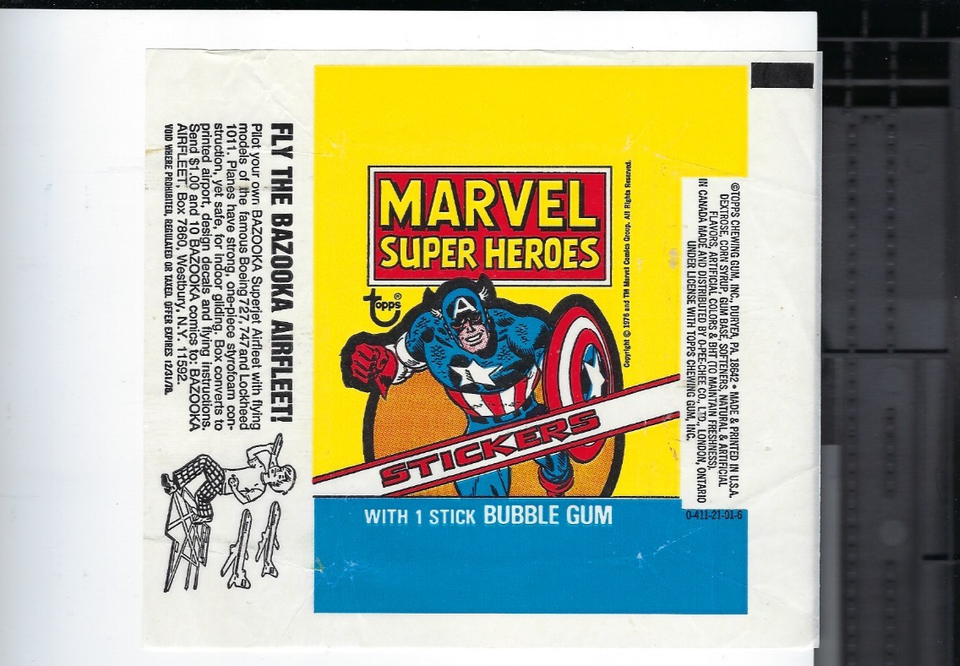 (3) 1976 Topps Marvel Super Heros Wrappers, Spiderman & Hulk and Capt ...
