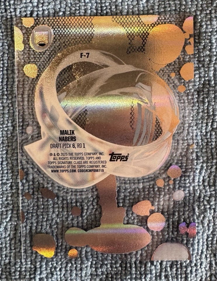 2024 topps signature class MALIK NABERS ssp FLUIDITY ROOKIE acetate ...