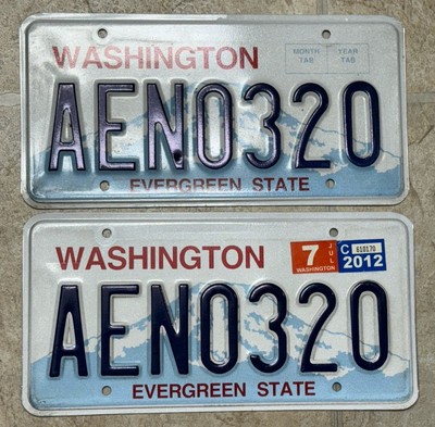 Washington State License Plate Pair Set "AEN0320" | eBay