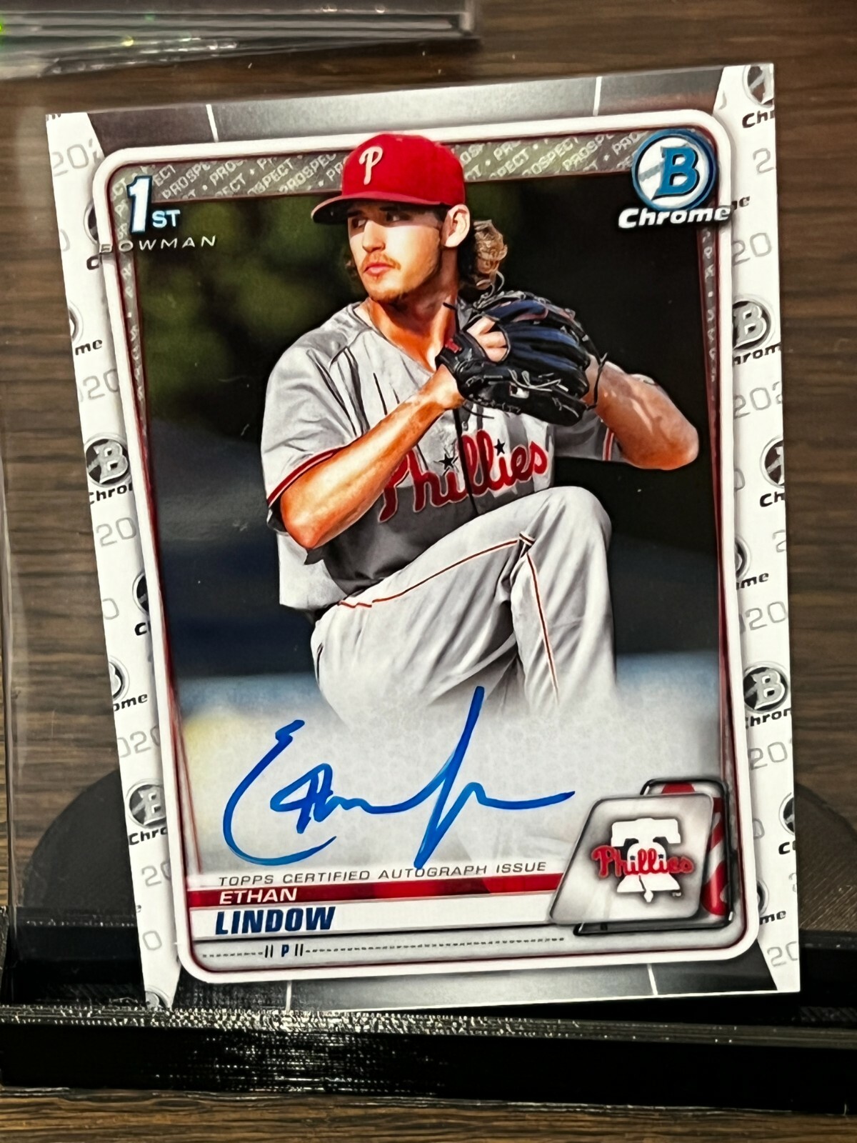 2020 Bowman Chrome 1st Bowman Ethan Lindow Rookie RC Auto Phillies CPA ...