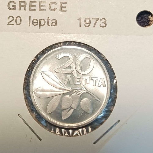 1973 Greece 20 Lepta Cent Alluminum Coin Phoenix/Olive Branch BU | eBay