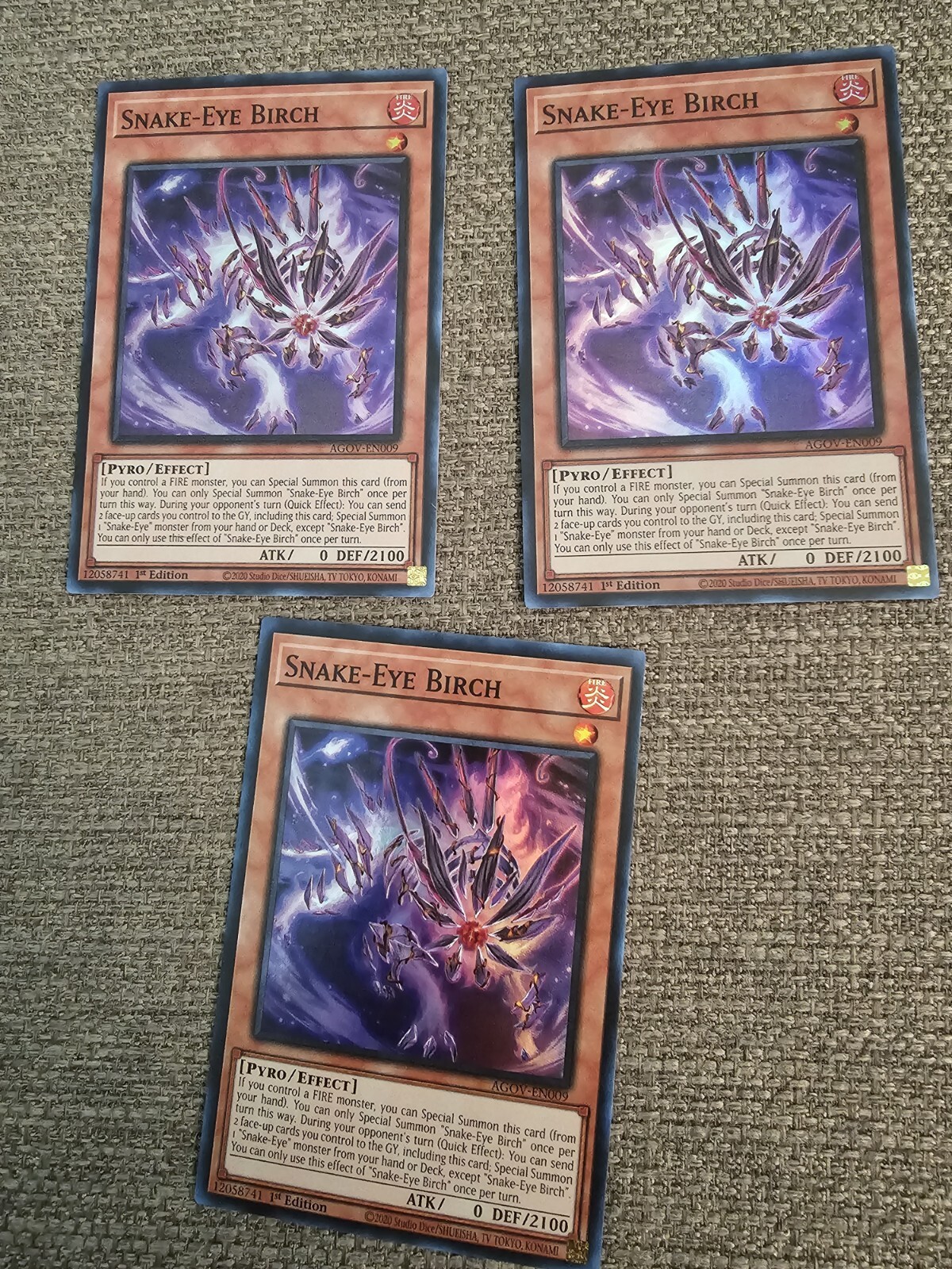 3X Yu-Gi-Oh! Snake-Eye Birch Age of Overlord AGOV-EN009 1st Edition ...