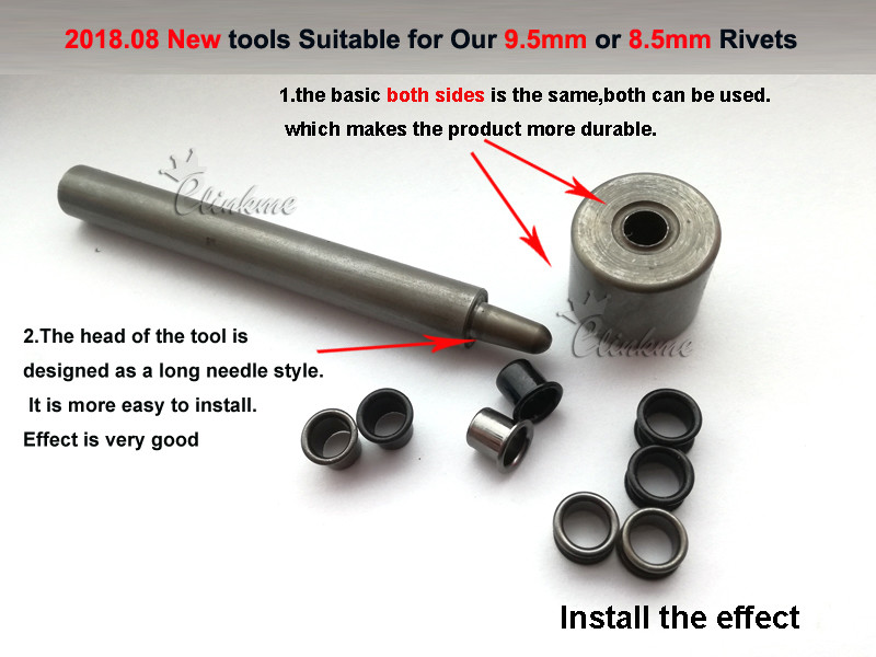 #8-9-7.9mm 1/4" black Eyelets Rivet with tools for Kydex Holster 0.08 ...