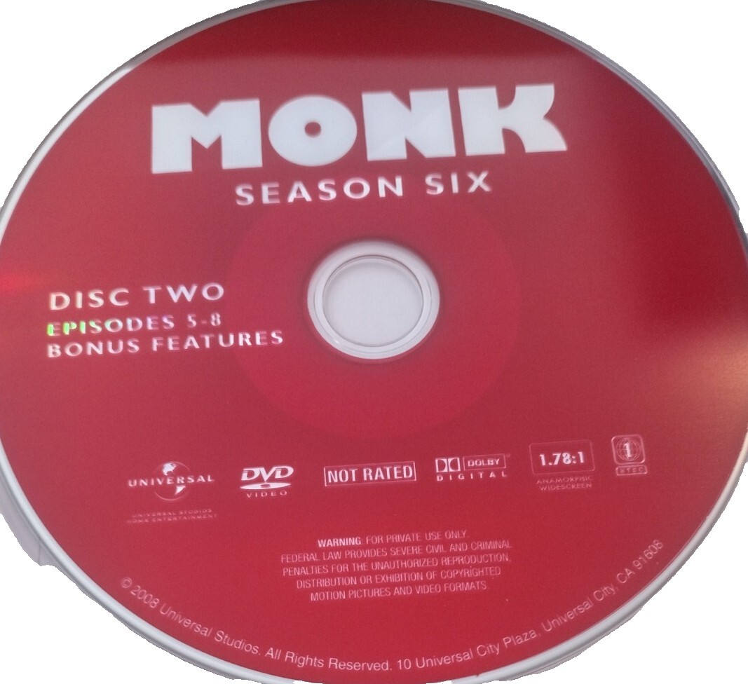 Monk - Season 6 (DVD disc 2 only, 2008) sixth 25195017251| eBay