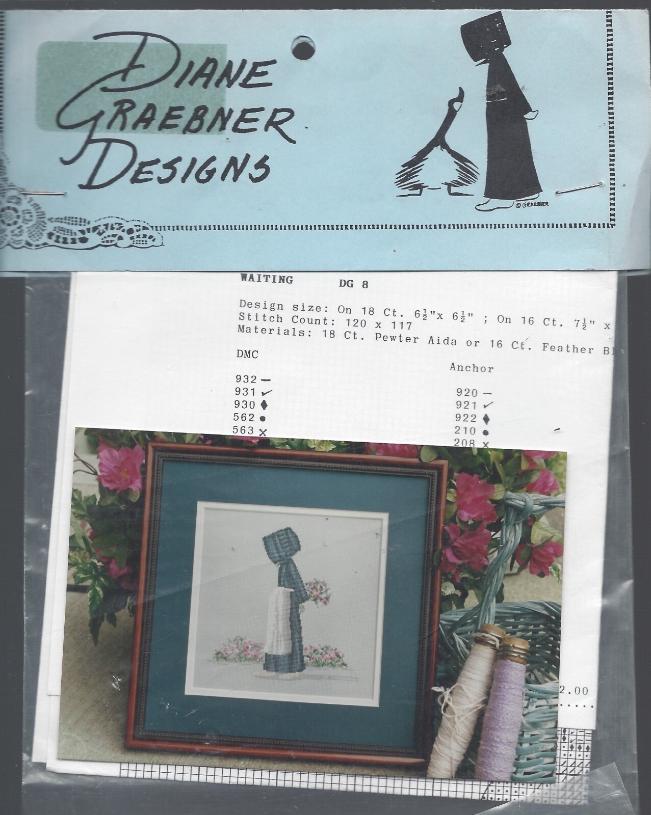 WAITING ~ Diane Graebner Designs Cross Stitch - Amish Girl With Flowers ...