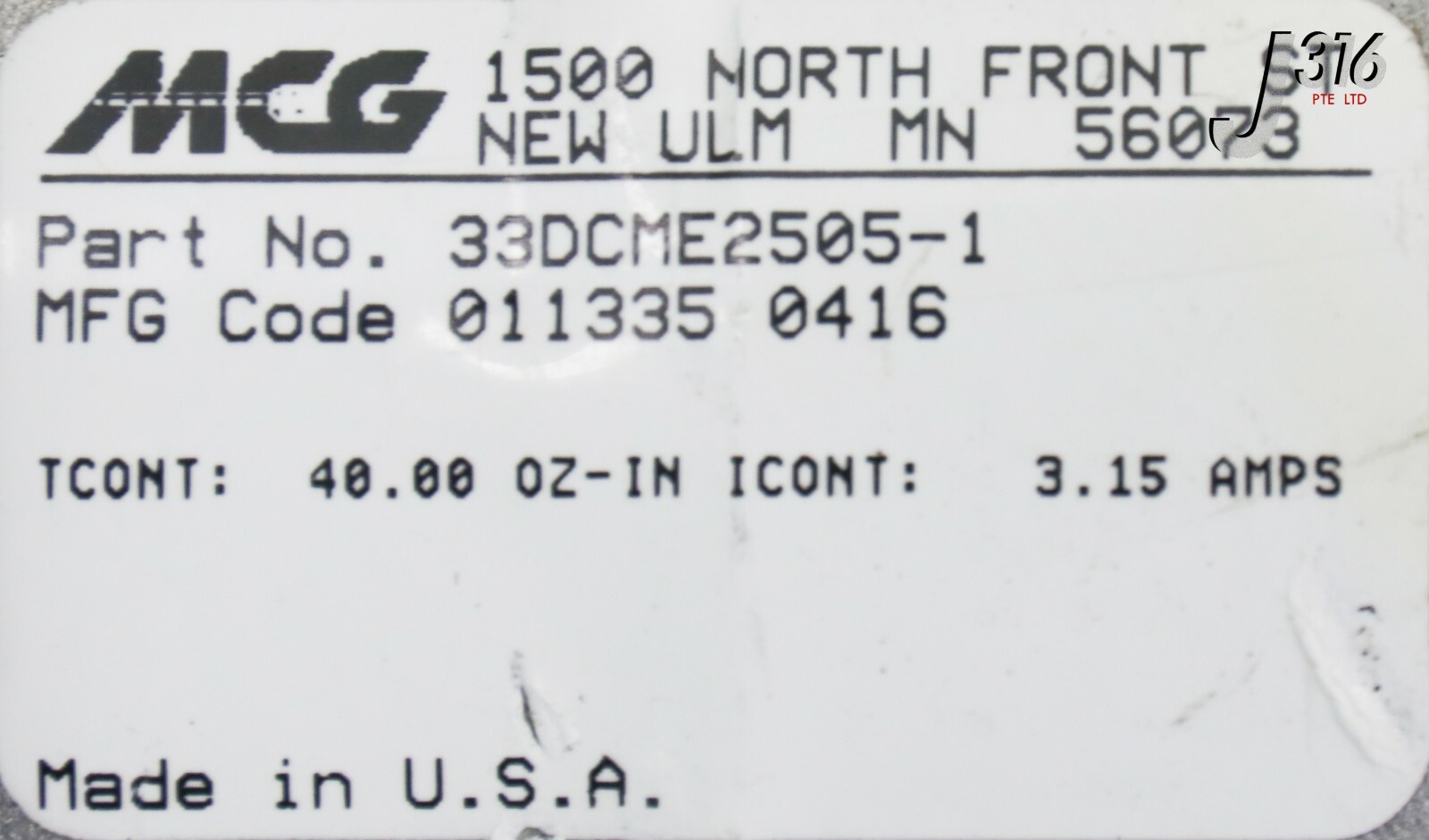 22127 MCG DC SERVO MOTOR, 011335 0416, P/N: 2002-2030 33DCME2505-1 | eBay