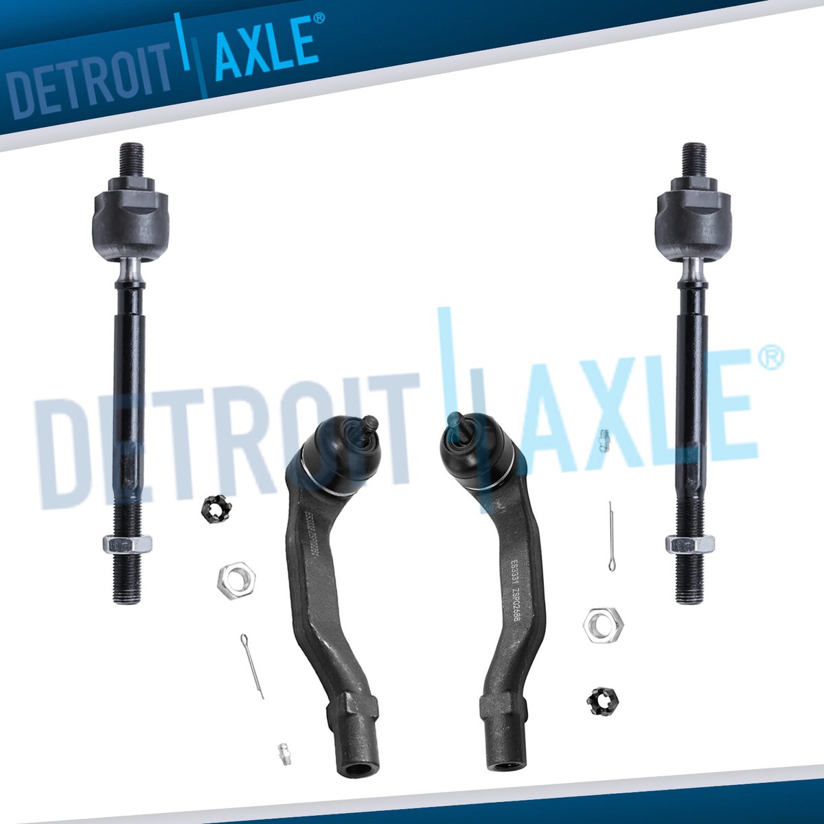Detroit Axle - Front Inner Outer Tie Rods w/Boot Kit Replacement for ...