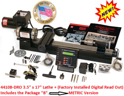 SHERLINE 4410B-DRO 3.5" X 17" LATHE METRIC Factory installed DRO ...