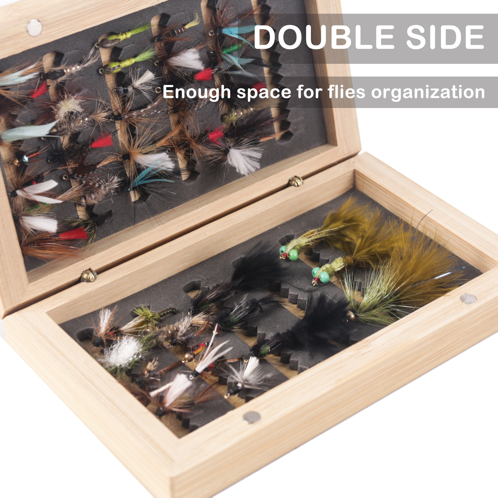 Maxcatch Bamboo Fly Box Slit Foam Wooden Fly Fishing Tackle Storage ...