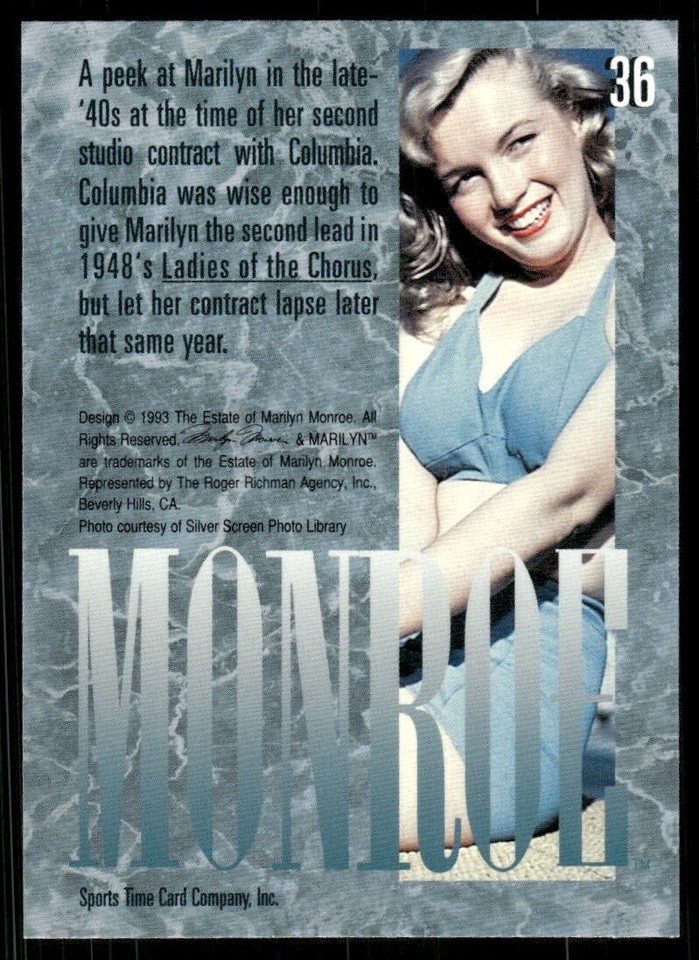 Marilyn Monroe 1993 Movie Model Actress Card #36 (NM) | eBay