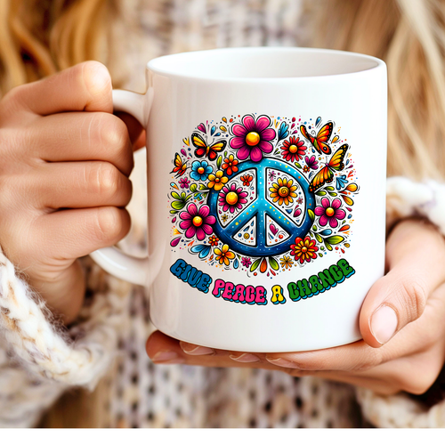 Hippie Peace Mug Retro 60s 70s Peace Sign Floral Butterfly Gift Coffee ...