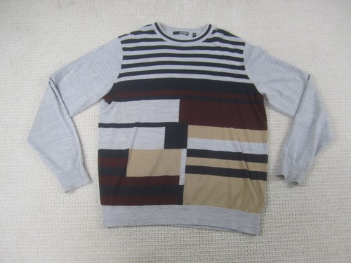 Murano Sweater Mens Large Gray Colorblock Casual Pullover Crew Neck ...