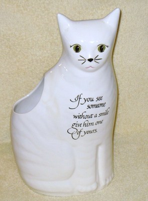 VINTAGE LARGE WHITE CAT VASE | eBay