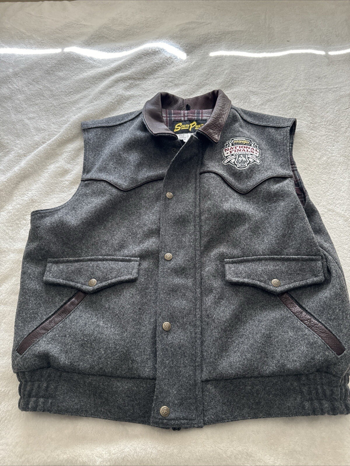 South Point Wrangler National Finals Rodeo Wool Vest XL Schaefer ...