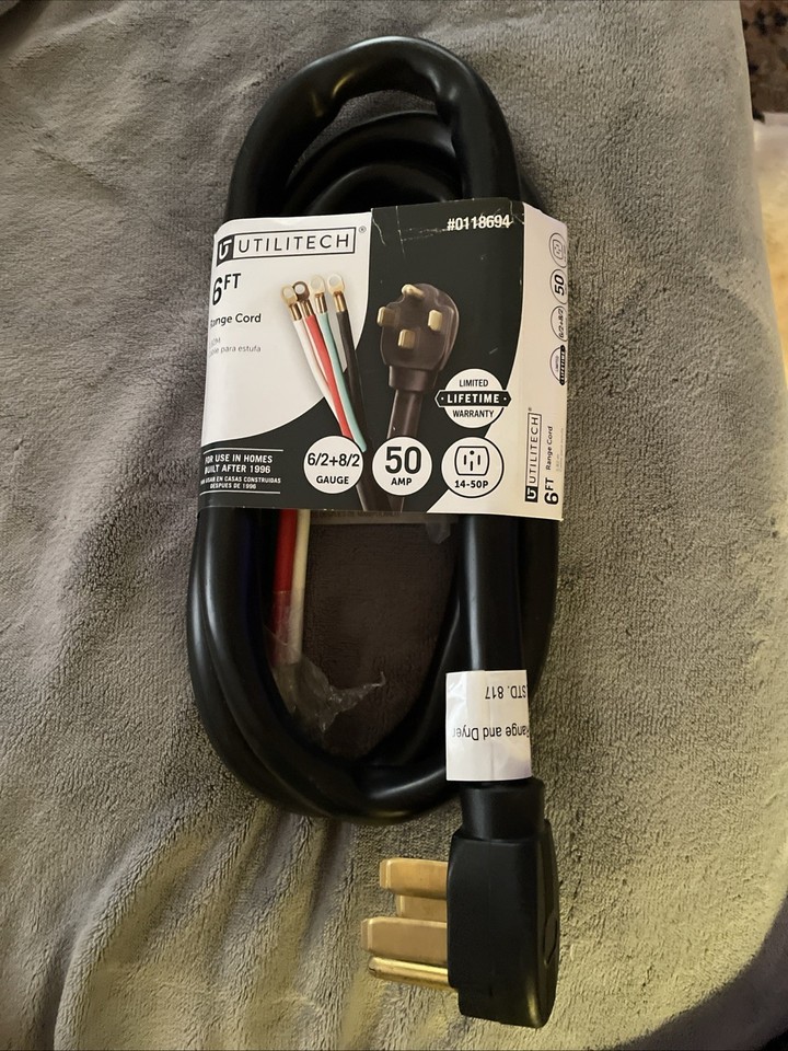 Utilitech 6-ft 4-Prong Black Range Appliance Power Cord 50 amp | eBay