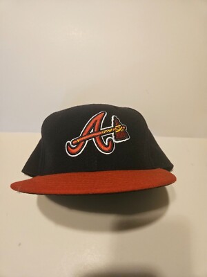 MLB Adult Cap Atlanta Braves With AX Snap Back Navy Red Clean Size 7 3/ ...