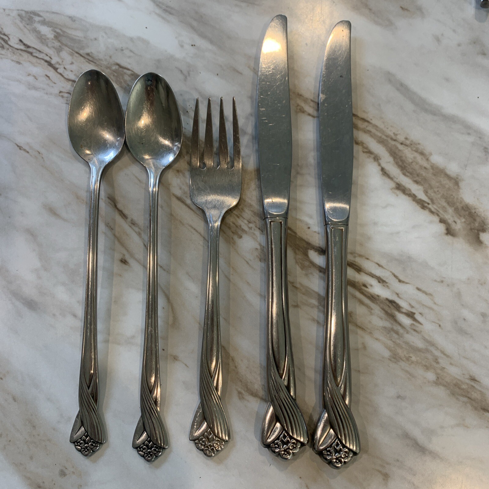 Oneida FLORAL BOUQUET Stainless Flatware Ice Teaspoons Fork Knifes | eBay