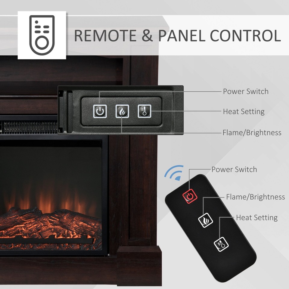 1400W Electric Fireplace Heater with Mantel LED Log Flame Shelf Remote ...