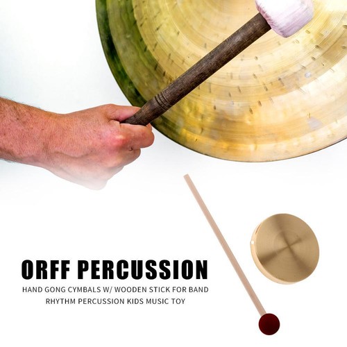 5# 10cm Hand Gong Copper Cymbals with Wooden Stick for Band Rhythm Kids ...