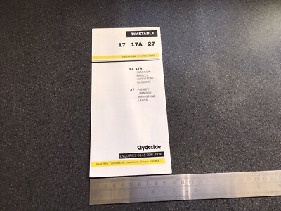 Clydeside Scottish Bus Group Route 17 17A 27 Timetable April 1995 ...