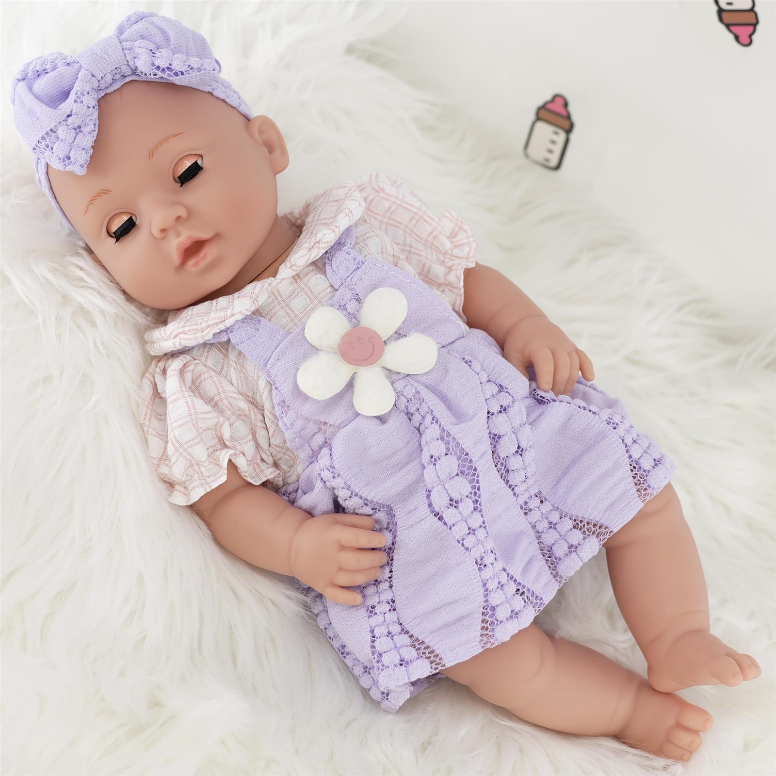 16" Baby Doll Moving Eyes & Accessories Kids Feeding Playset Role Play ...