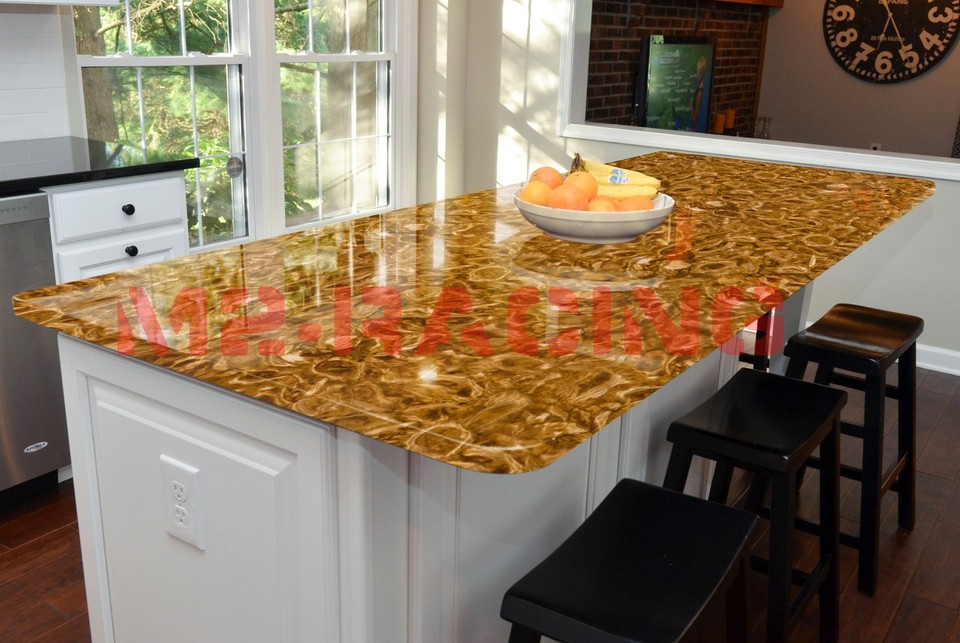Gloss / Matte Marble Granite Style Vinyl Wrap Self Adhesive Counter Top ...