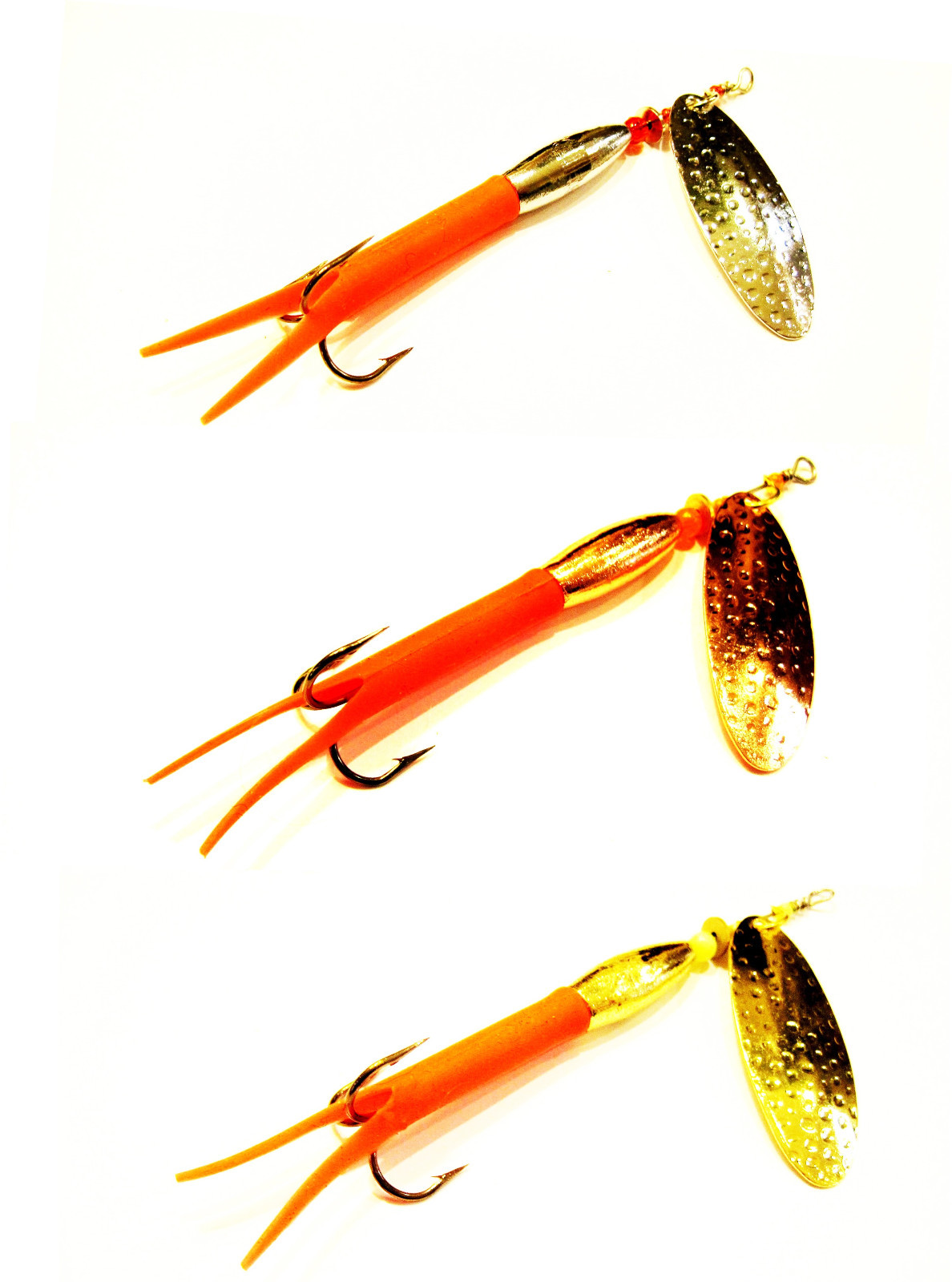 3 Flo. Red Bullet Swing Blade Spinners Salmon Trout Pike Bass Steelhead ...