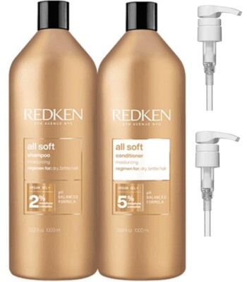 REDKEN ALL SOFT SHAMPOO 1 LITRE AND CONDITIONER 1 LITRE WITH 2 PUMPS | eBay