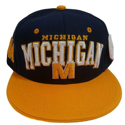 Michigan Two Tone Navy/Yellow Arch Style Snapback | eBay