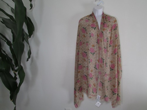NWT Coach Signature Prairie Rose Print Oblong Scarf 661 Light Khaki | eBay