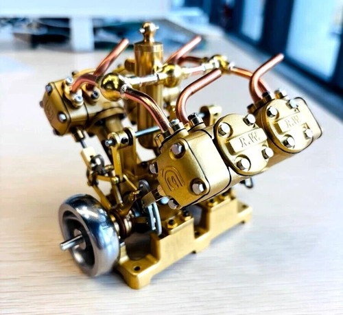 R.W. 4-Cylinder V4 Retro Steam Model Engine for 90cm+ RC Steam Boats ...