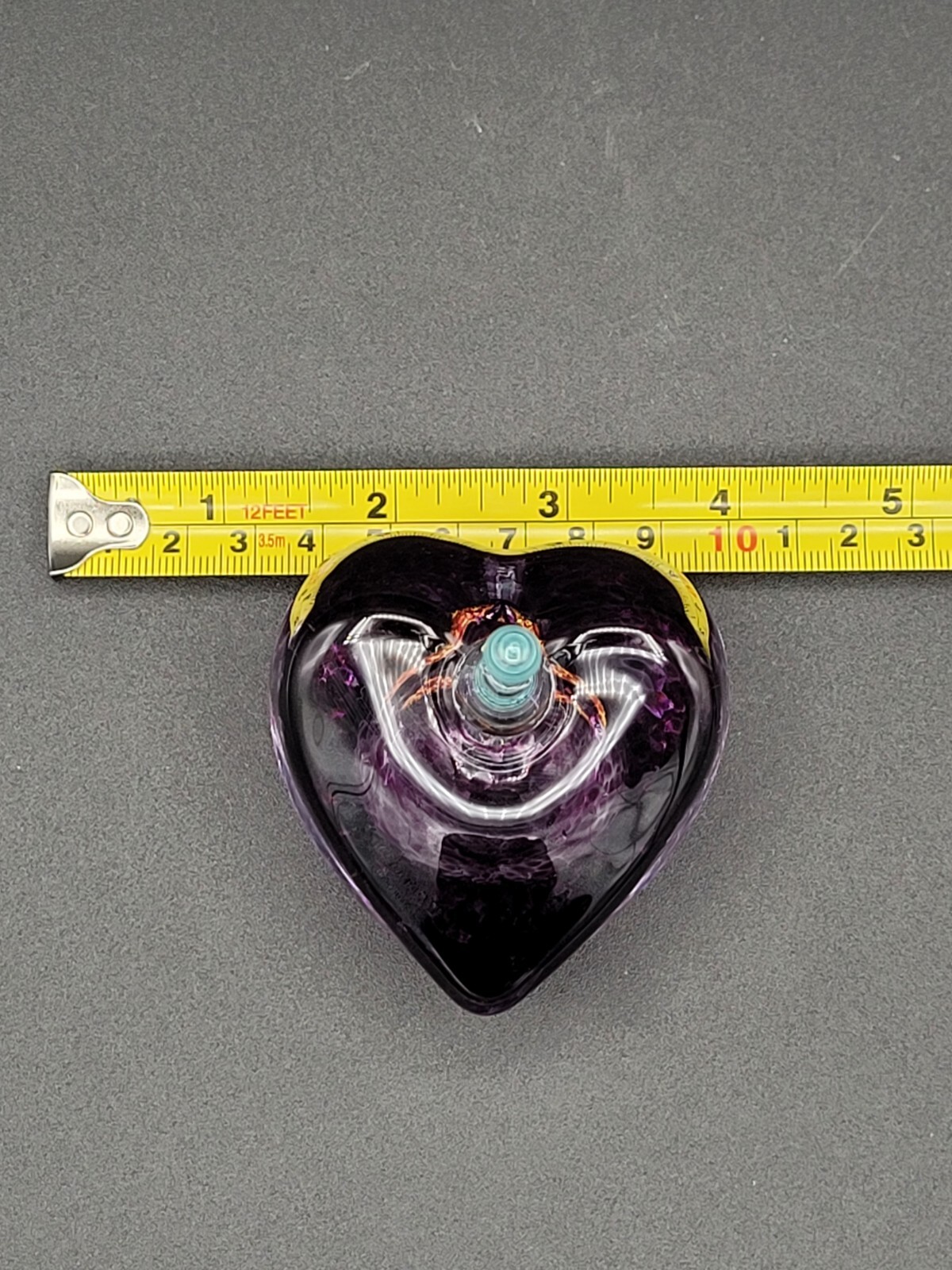 Art Glass Purple Heart Perfume Bottle Paperweight Signed Mark Ellinger ...
