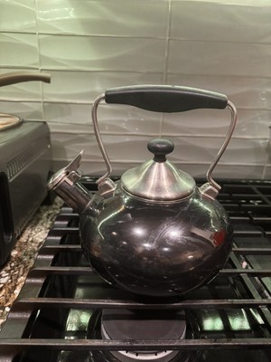 Chantal Whistling Tea Kettle Teapot Enamel Black Onyx With Black Handle ...