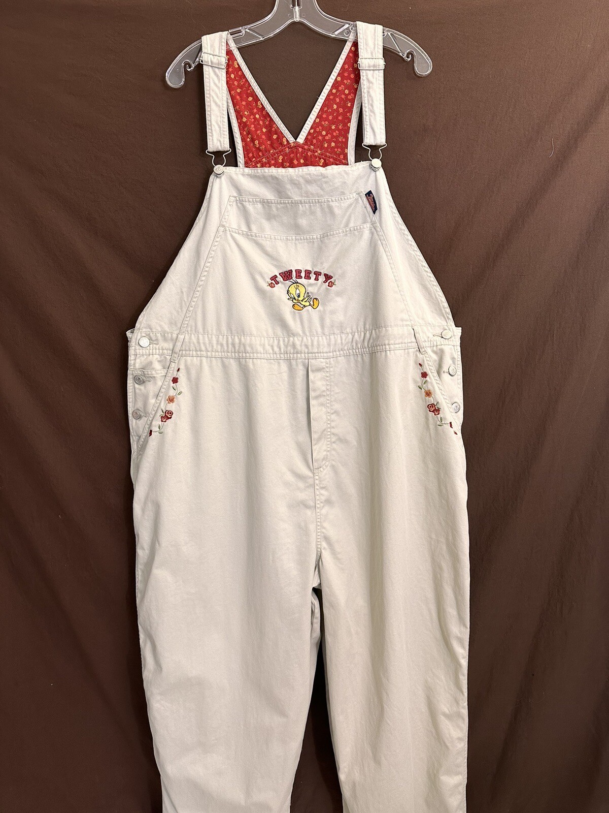 Y2K LOONEY TUNES Khaki Tweety Bird Overalls 26W 28W P… - Gem