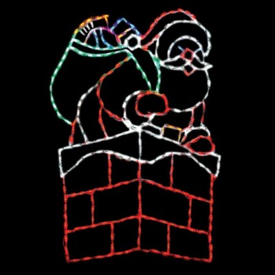 Christmas Outdoor Decoration Santa in Chimney LED Wireframe Yard Art | eBay