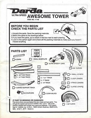 DARDA DEMONS INSTRUCTION BOOKLET Ultra Speed AWESOME TOWER 80s 11145 ...