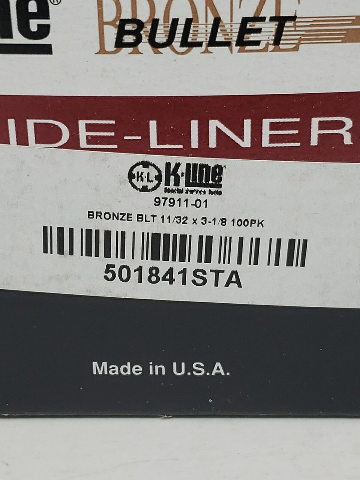 K Line Valve Guixe Liners KL1841STA 11/32" X3-1/8" BULLET LINERS 100pk ...
