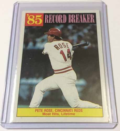 1986 TOPPS BASEBALL #206 PETE ROSE * 1985 RECORD BREAKER * MOST HITS ...