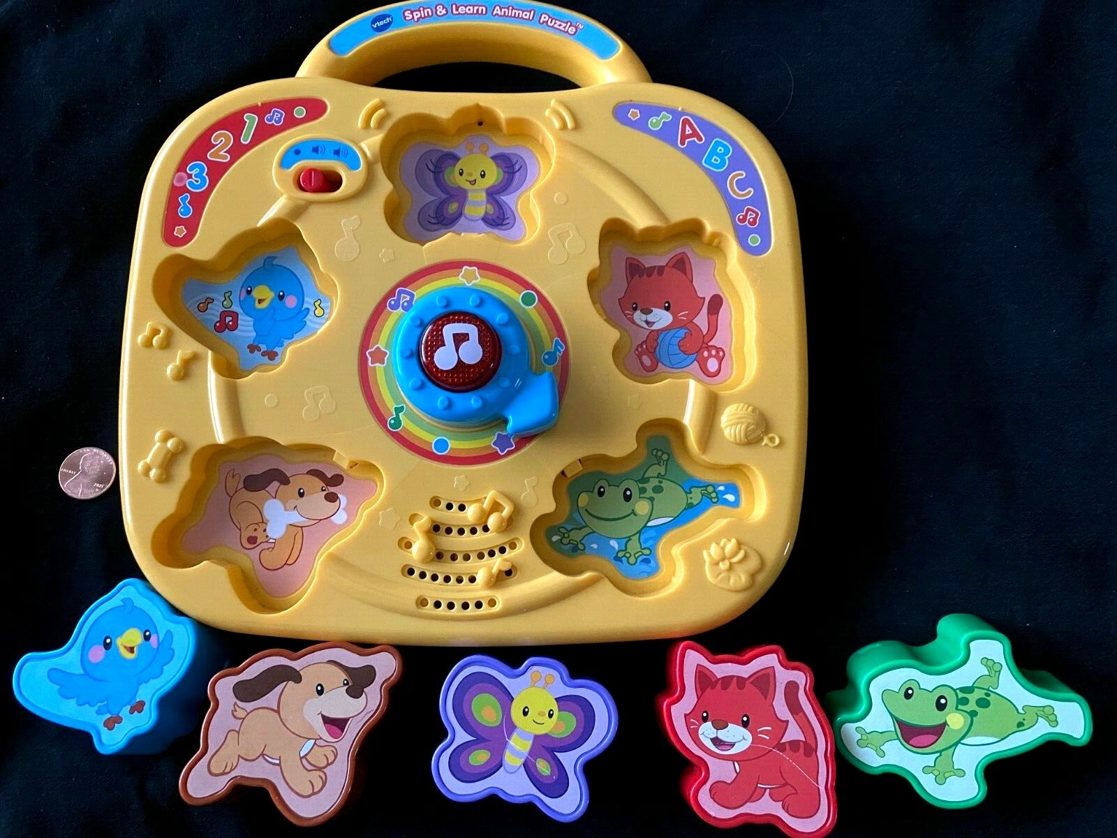 Nice! Vtech SPIN & LEARN ANIMAL PUZZLE Music Light 5 Removable Animals ...