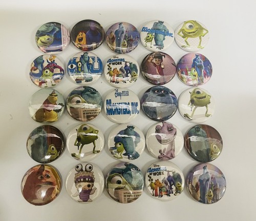 Disney Pixar Monsters Inc button pins. Lot of 25. 1" inch buttons. A+ ...